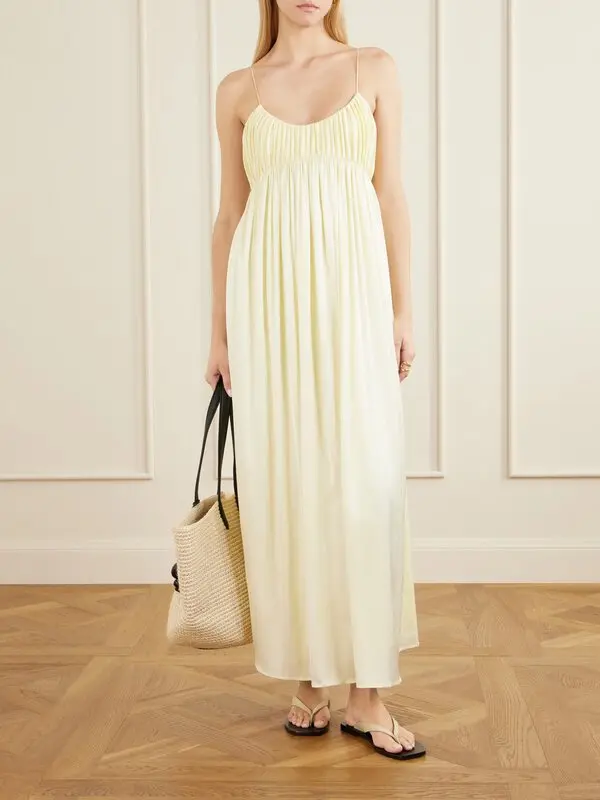 Tove Katrine Satin Midi Dress - Yellow