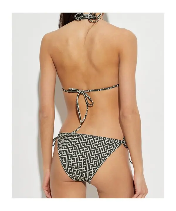 Balmain Labirinto Print Triangle Bikini - Black