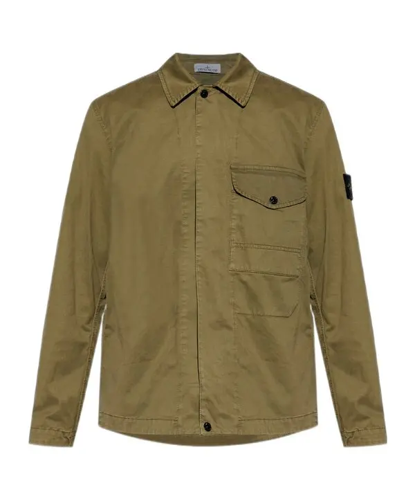 Stone Island Long-sleeved Cotton Shirt Jacket - Green