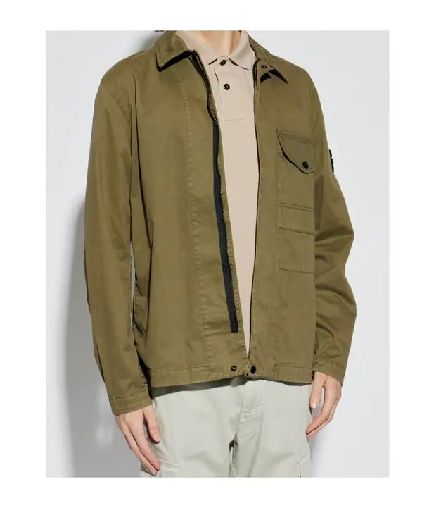 Stone Island Long-sleeved Cotton Shirt Jacket - Green