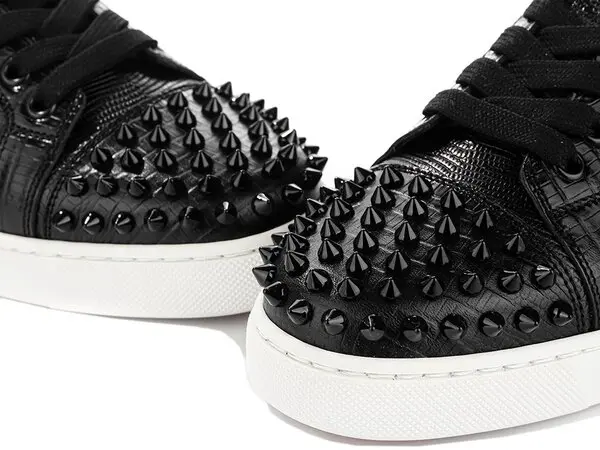 CHRISTIAN LOUBOUTIN Leather Studded Round Toe Lace-up Sneakers