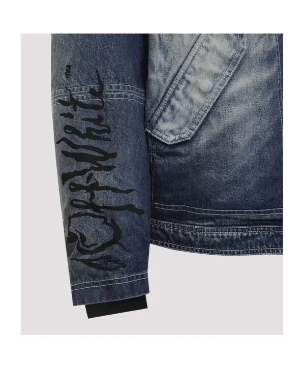 Off-White Cherry Embroidered Hooded Denim Jacket