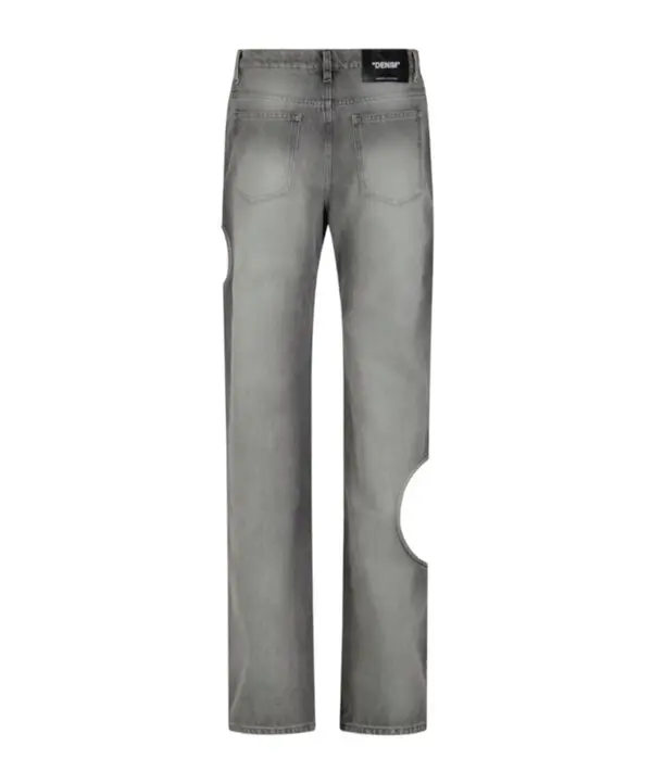 Off-White Straight Leg Cut-out Jeans - Grey