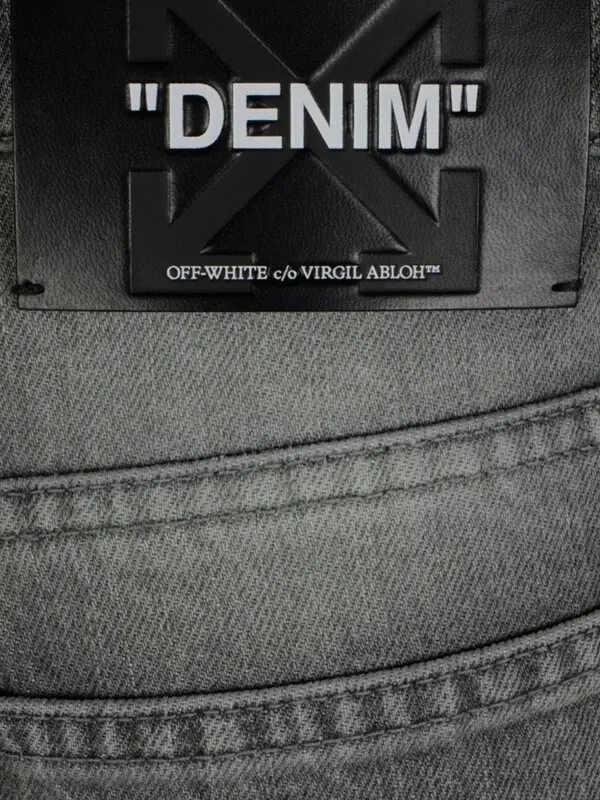 Off-White Straight Leg Cut-out Jeans - Grey