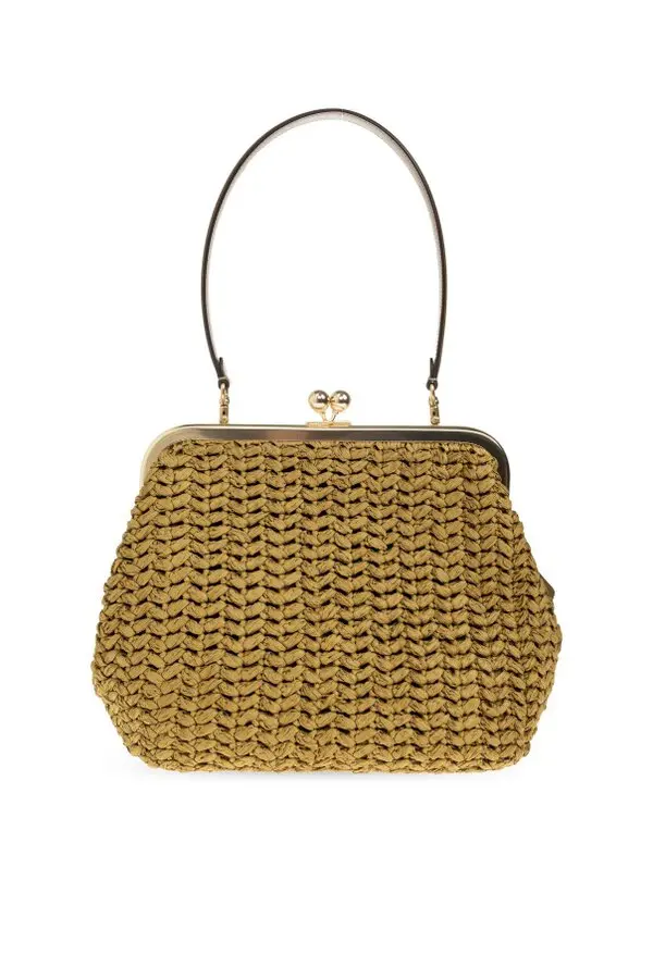COACH Kisslock Frame Interwoven Tote Bag