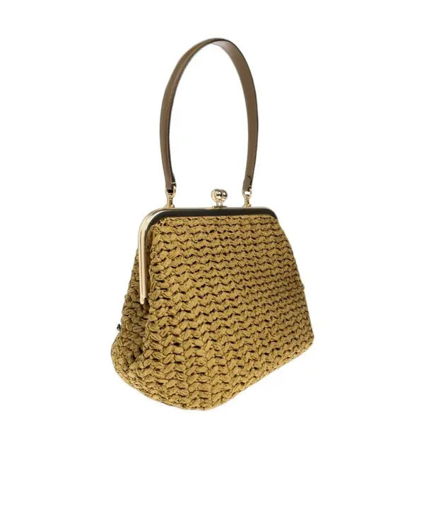 COACH Kisslock Frame Interwoven Tote Bag