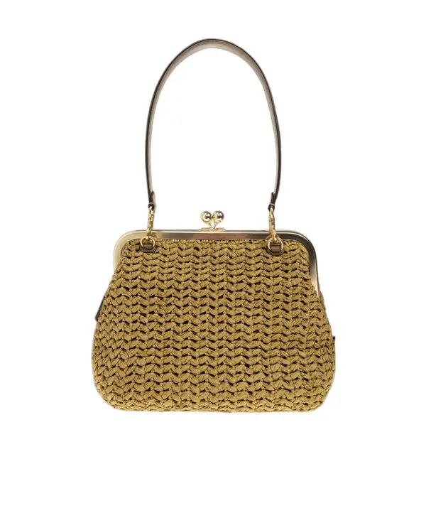 COACH Kisslock Frame Interwoven Tote Bag
