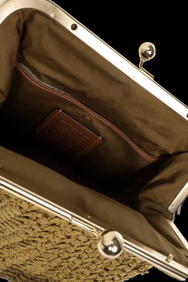 COACH Kisslock Frame Interwoven Tote Bag