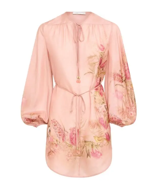 Zimmermann Cascadian Silk Tunic Top - Nude