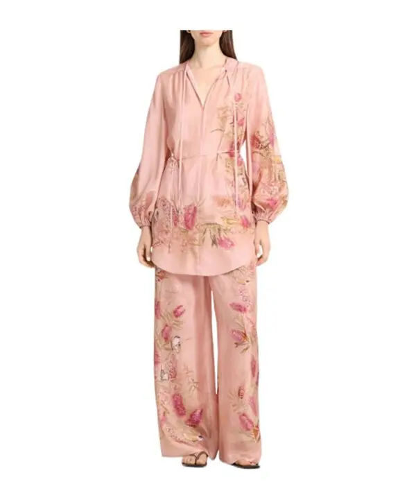 Zimmermann Cascadian Silk Tunic Top - Nude