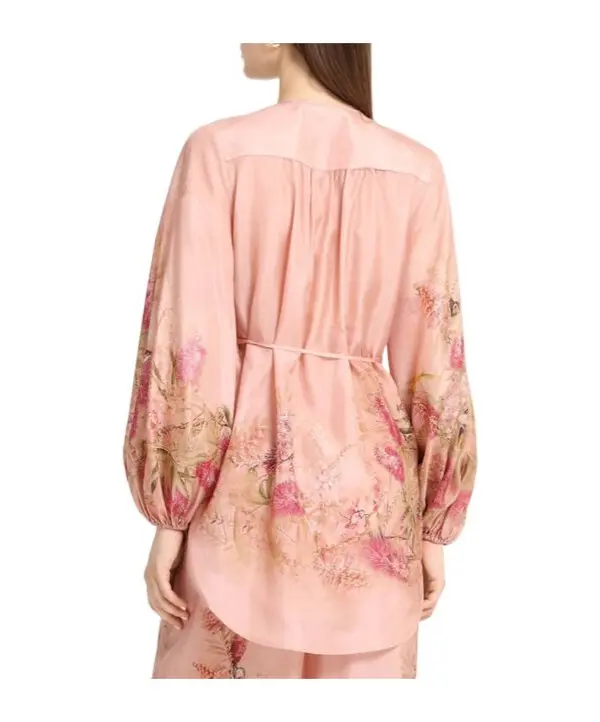 Zimmermann Cascadian Silk Tunic Top - Nude