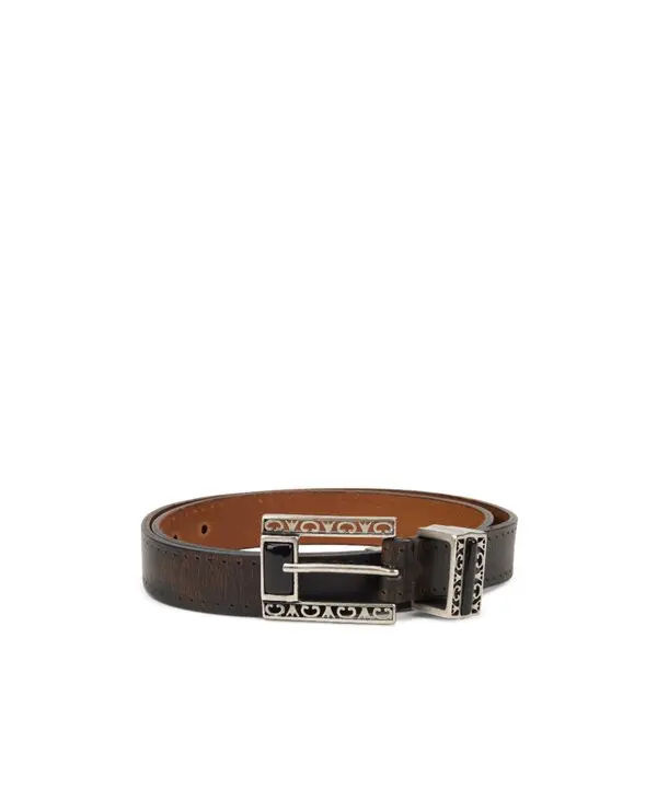GOLDEN GOOSE Decorated Buckle Belt - Black