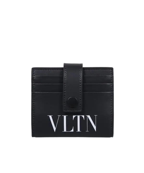 Valentino Garavani Vltn-printed Press-stud Fastened Cardholder - Black