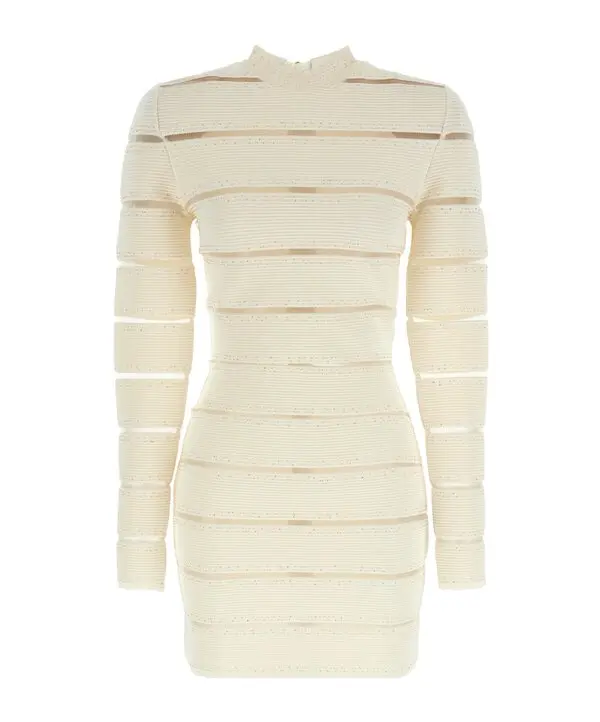 Balmain Sheer Panel Sequin Mini Dress