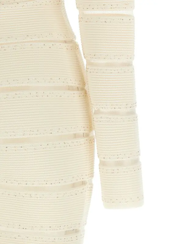 Balmain Sheer Panel Sequin Mini Dress