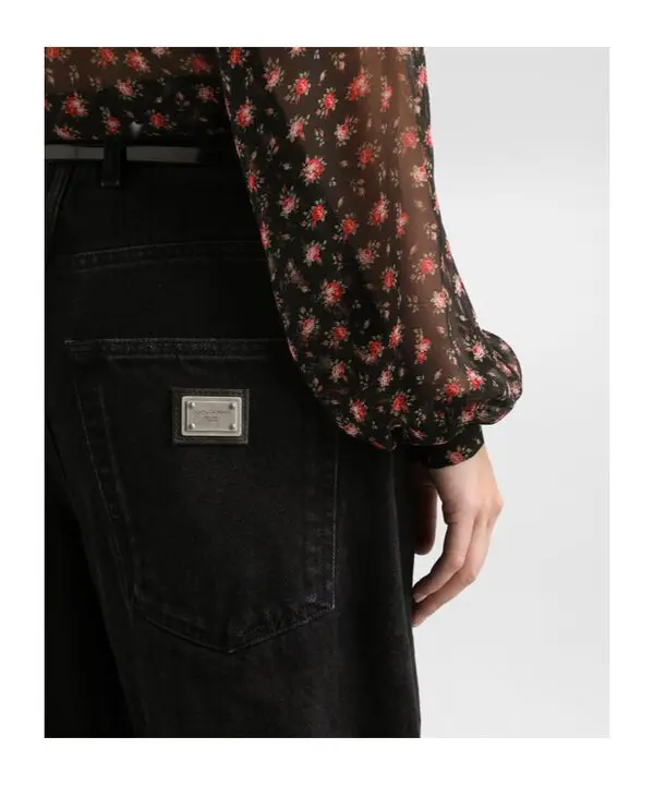 Dolce & Gabbana Frayed Hem Jeans - Black