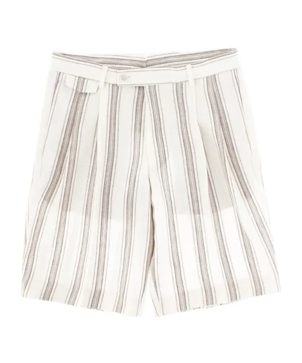 Hugo Boss Striped Belt Loop Shorts - White
