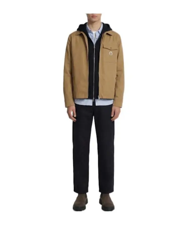 Moncler Blend Gabardine Zip-up Shirt Jacket - Brown