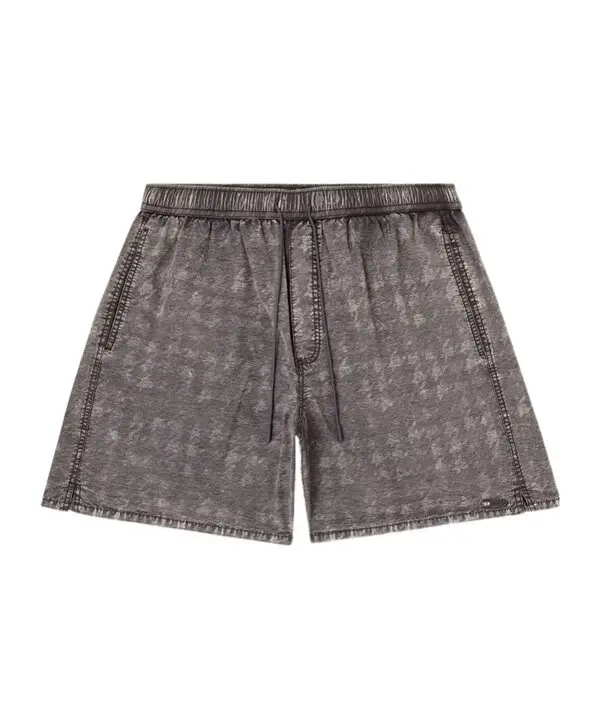 DIESEL® Houndstooth Drawstring Swim Shorts - Gray