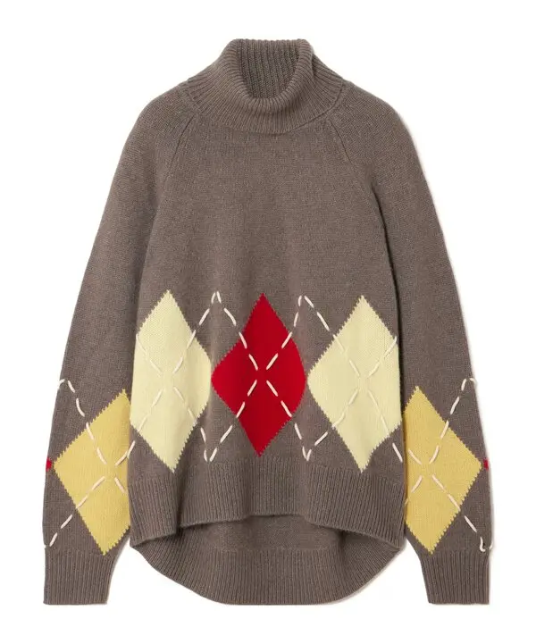 Arch4 Courchevel Embroidered Argyle Cashmere Sweater - Brown