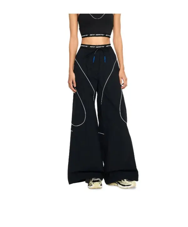 Off-White Logo Waist Wide-leg Pants