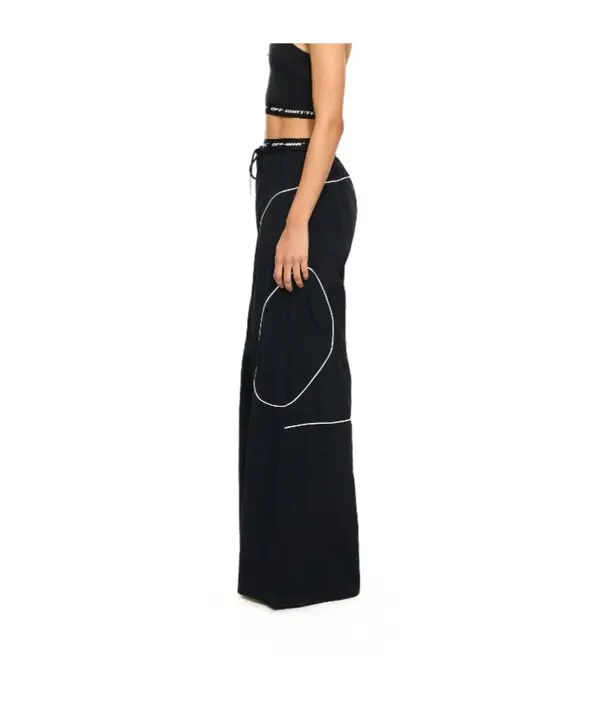 Off-White Logo Waist Wide-leg Pants