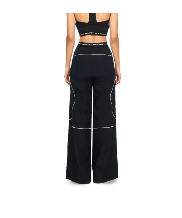 Off-White Logo Waist Wide-leg Pants