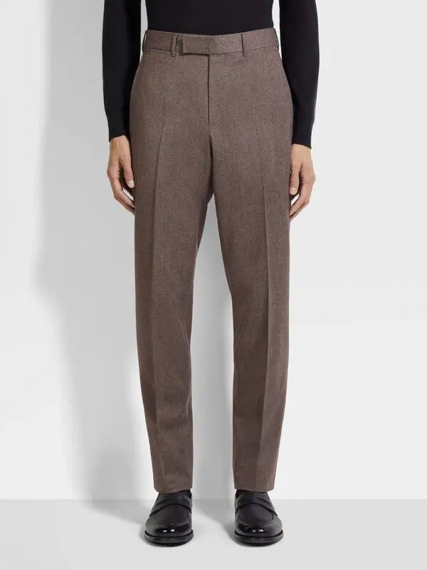 Zegna Melange Wool And Cashmere Tailored Pants