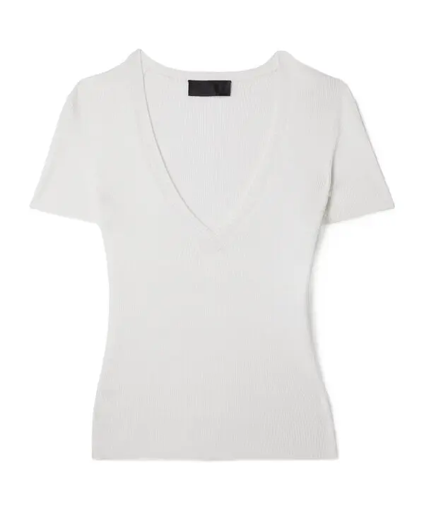 NILI LOTAN V-neck Cotton T-shirt