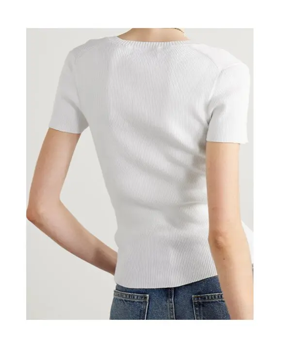 NILI LOTAN V-neck Cotton T-shirt
