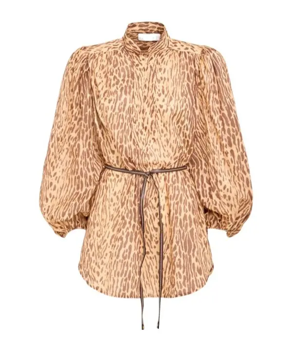 Zimmermann Cascadian Printed Cotton Tunic Top - Nude