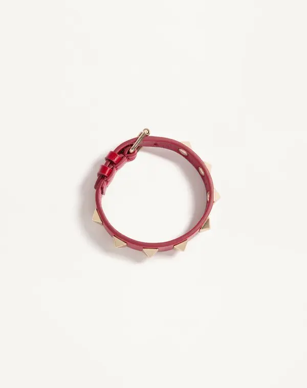 Valentino Garavani Rockstud Leather Bracelet - Red