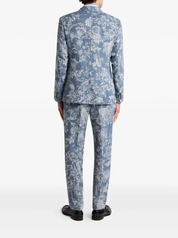 Etro Single-breasted Floral Jacquard Jacket - Gray