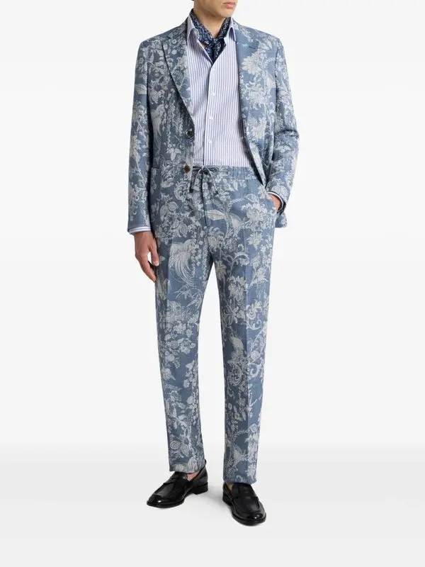 Etro Single-breasted Floral Jacquard Jacket - Gray