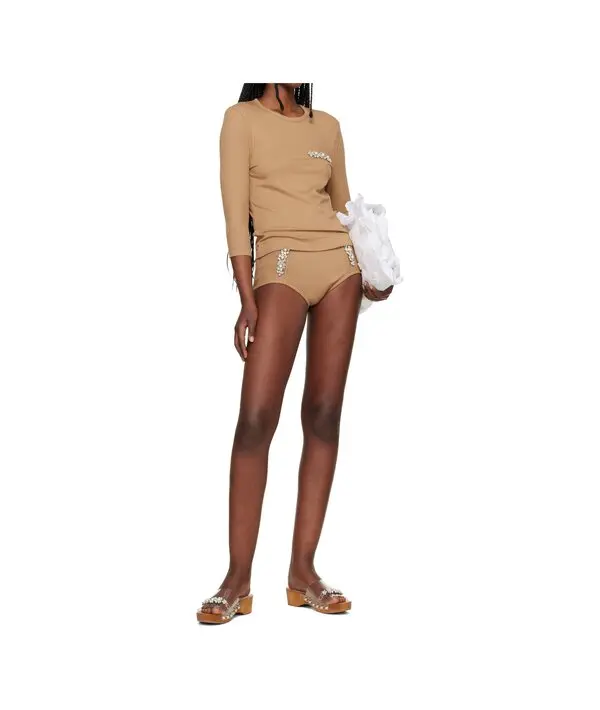 Simone Rocha Embellished Crew Neck 3/4 Sleeve T-shirt