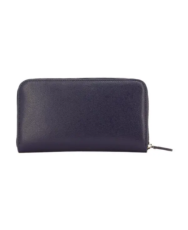 FERRAGAMO Navy Blue Logo Decorated Wallet - Black