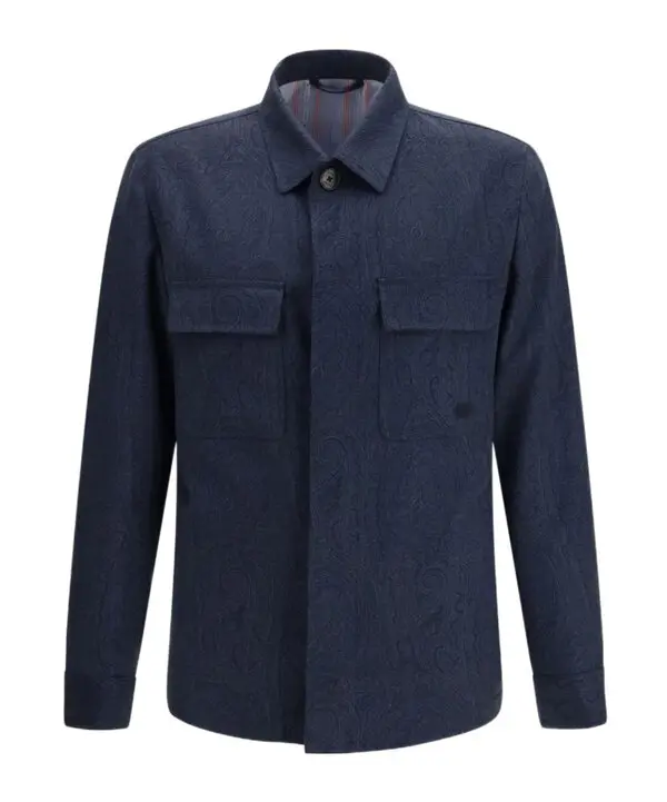 Etro Paisley Print Flap Pocket Shirt Jacket - Black