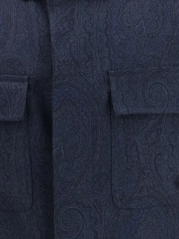 Etro Paisley Print Flap Pocket Shirt Jacket - Black