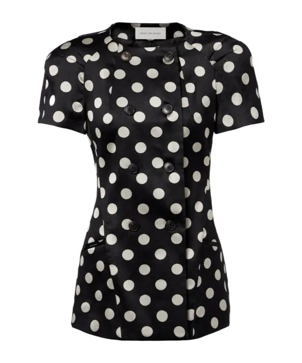 Dries Van Noten Polka Dot Double-breasted Coat - Black