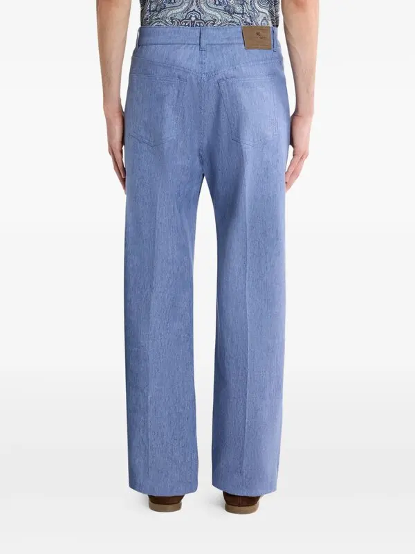Etro Straight-leg Linen-blend Denim Jeans With Pressed Creases