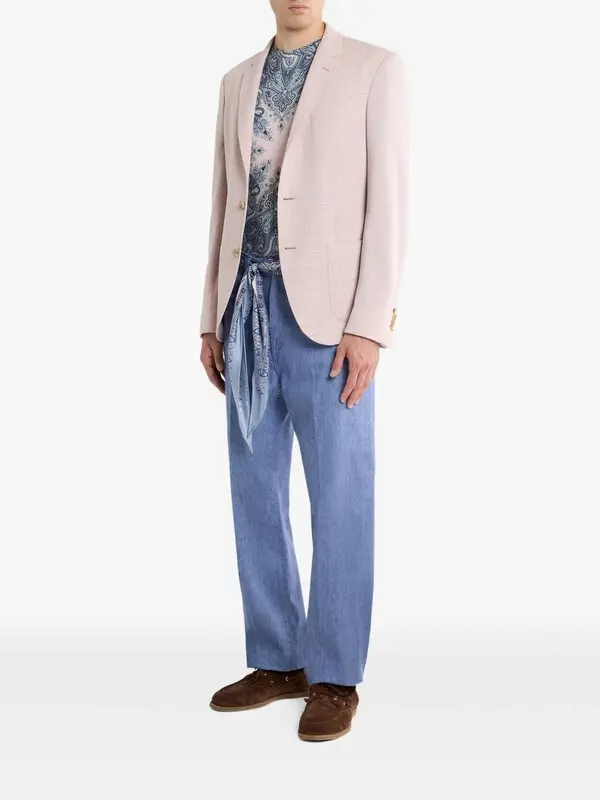 Etro Straight-leg Linen-blend Denim Jeans With Pressed Creases