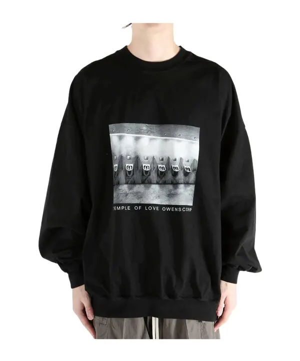 Rick Owens Graphic Print Long Sleeve T-shirt - Black