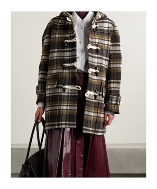 Co Plaid Toggle Fastened Hooded Duffle Coat
