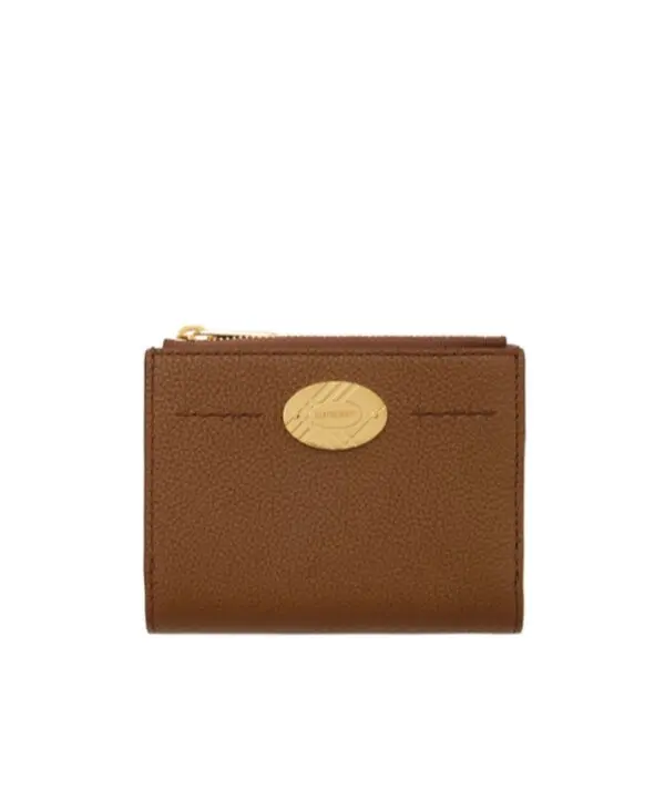 Burberry Check Engraved Leather Bifold Wallet - Hazel-brown