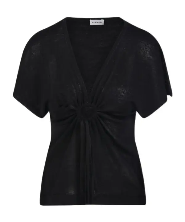 P.a.r.o.s.h Babygirl" Ruched Drawstring Top V-neck, Short Sleeve