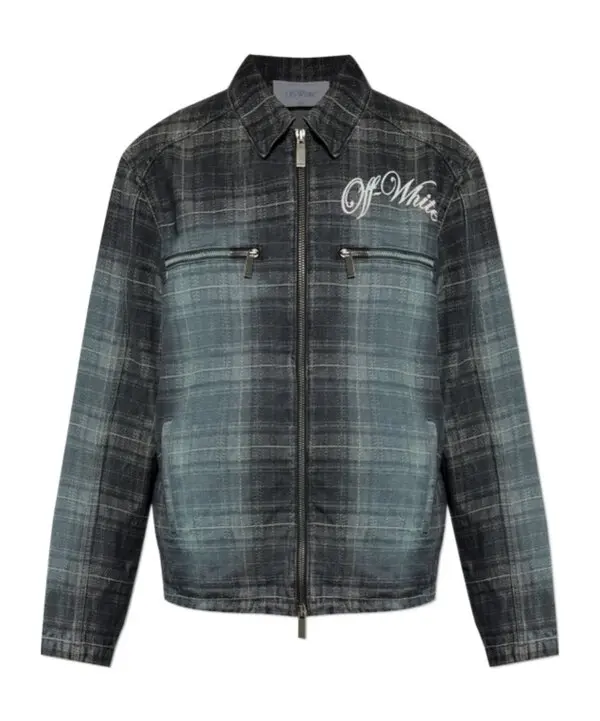 Off-White Checked Zip-up Jacket - Black
