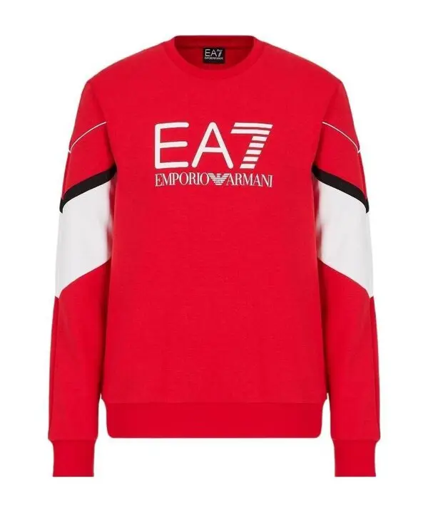 EA7 Logo-print Striped-detail Sweatshirt - Red