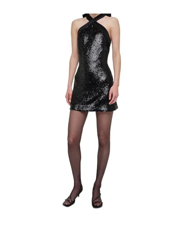 Simkhai Isla Halterneck Mini Dress With Bow Detail - Black