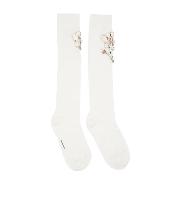 Simone Rocha Embellished Ribbed Stockings - White