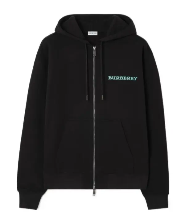 Burberry Heritage Logo Cotton Zip Hoodie - Black